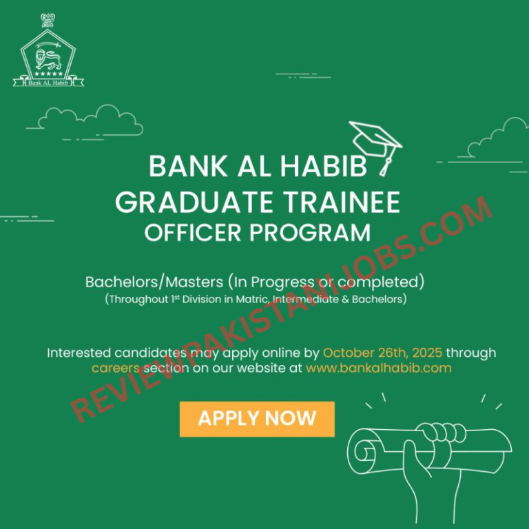 Bank AL Habib Graduate Trainee Officers Program 2025 – Apply Online - Review Pakistani Jobs