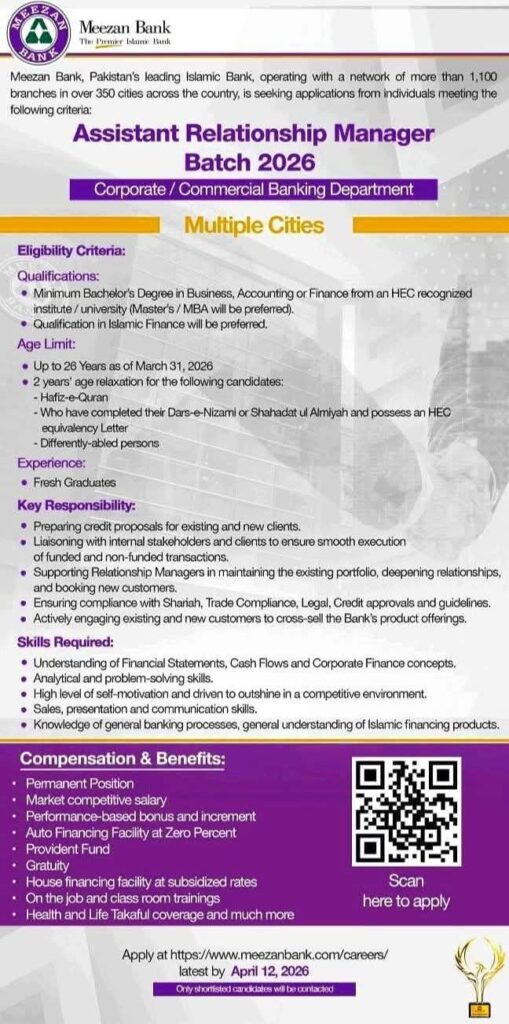Meezan Bank Assistant Relationship Manager Batch 2026 – Apply Online ...